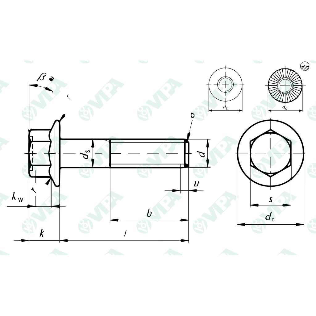ISO 1665 DIN 6921 hex flange screws with or without serration