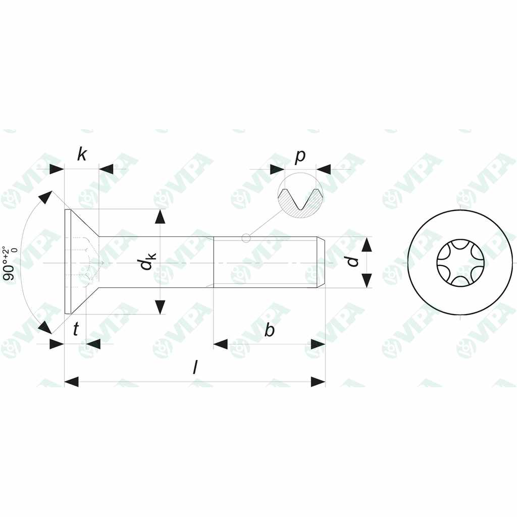 UNI 5933 sim ISO 14581 DIN 7991 sim hexalobular socket countersunk head ...