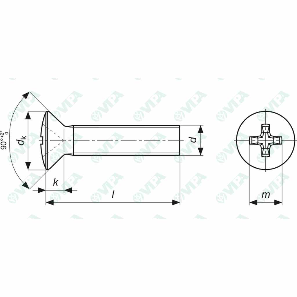 UNI 7689 ISO 7047 DIN 966 cross recessed countersunk raised head screws