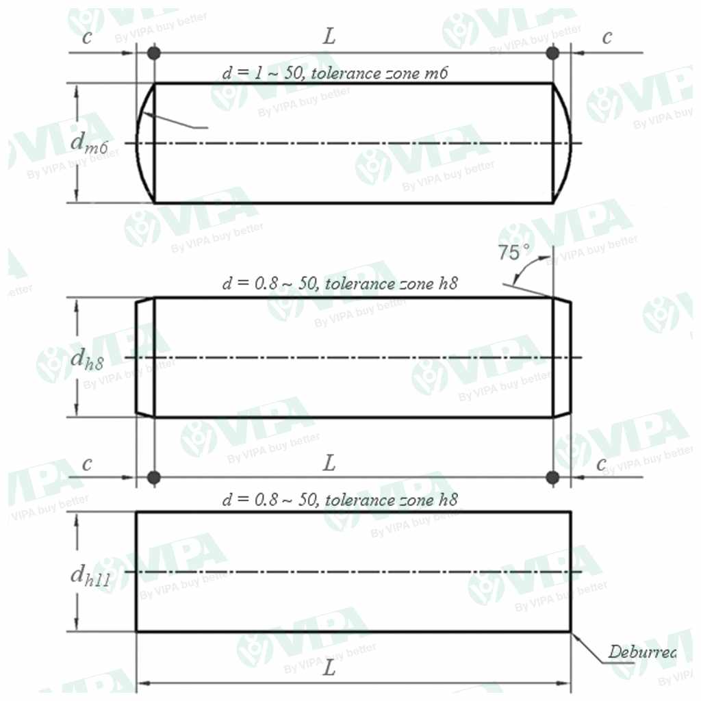 UNI 1707 ISO 2338 B DIN 7 dowel pins