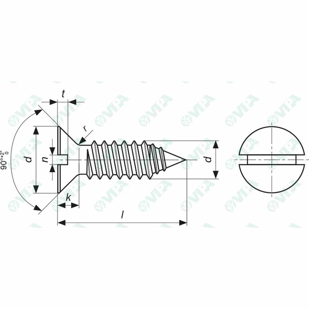 UNI 6952 ISO 1482 DIN 7972 slotted countersunk head tapping screws