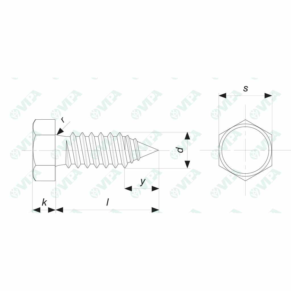 UNI 6949 ISO 1479 DIN 7976 hex head tapping screws