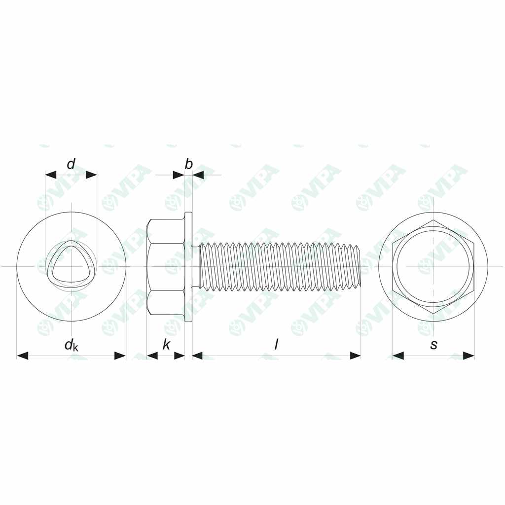 UNI 8111 hex head trilobular screw with flange