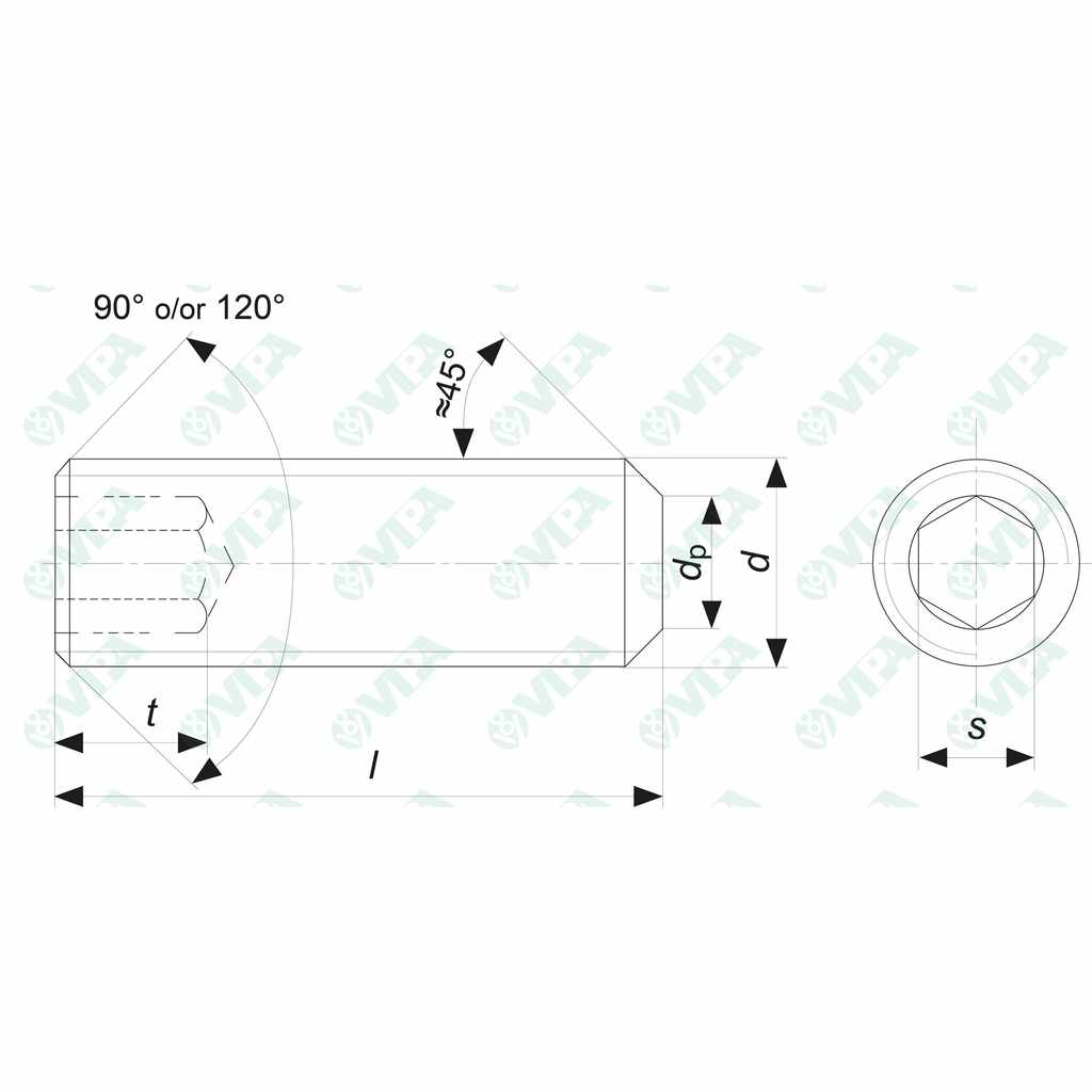 UNI 5923 ISO 4026 DIN 913 hex socket set screw with flat point