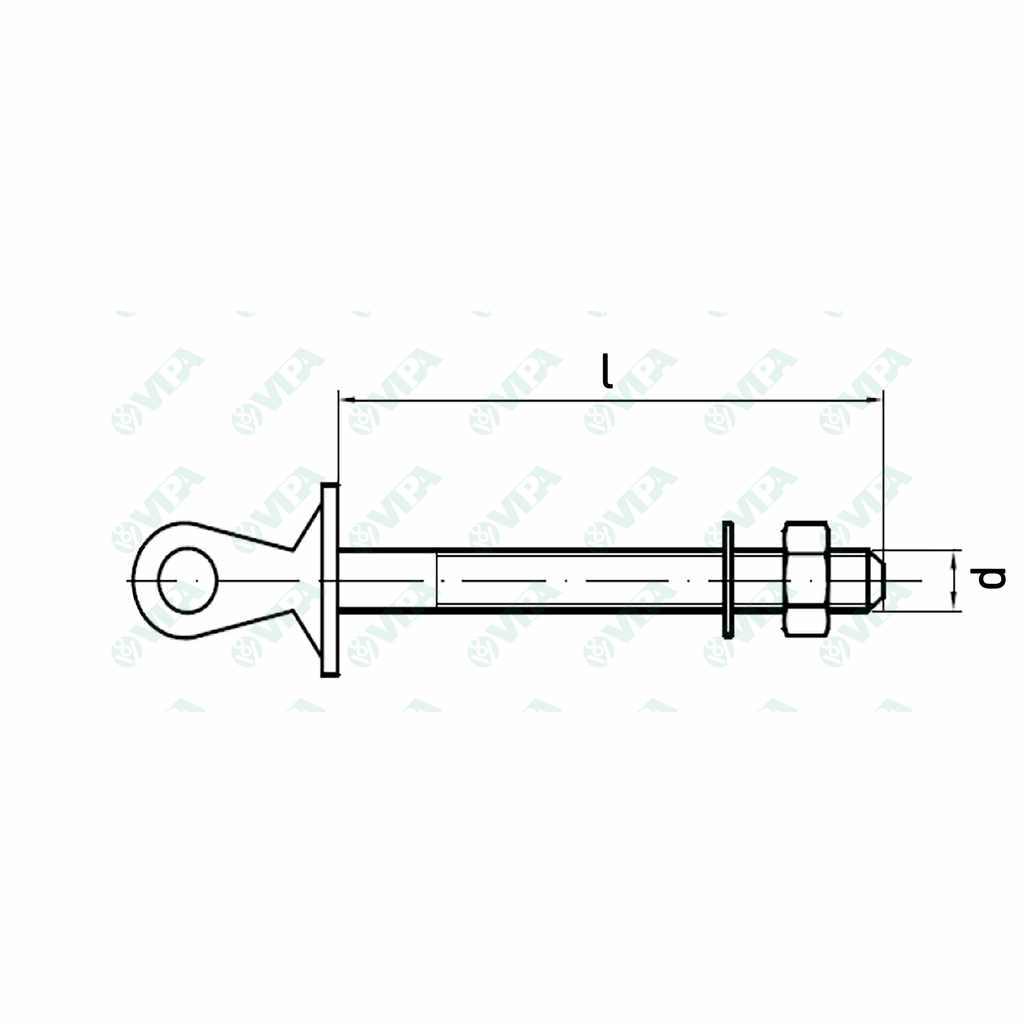 Eye bolt with stainless steel plate