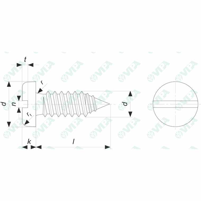 UNI 6951 ISO 1481 DIN 7971 slotted pan head tapping screws