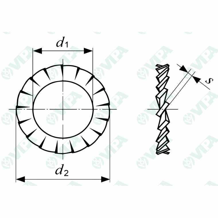UNI 8842 A DIN 6798 A serrated lock washers, external teeth