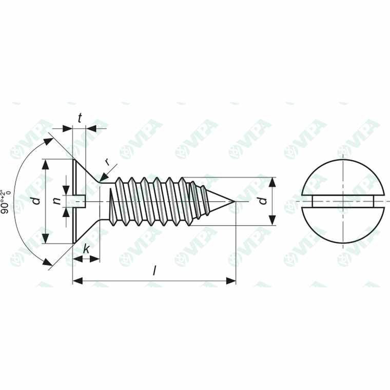 UNI 6952 ISO 1482 DIN 7972 slotted countersunk head tapping screws