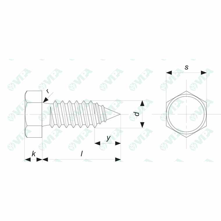 UNI 6949 ISO 1479 DIN 7976 hex head tapping screws