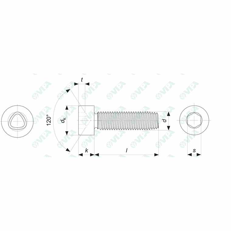 DIN 7500 E hex socket head cap trilobular screws