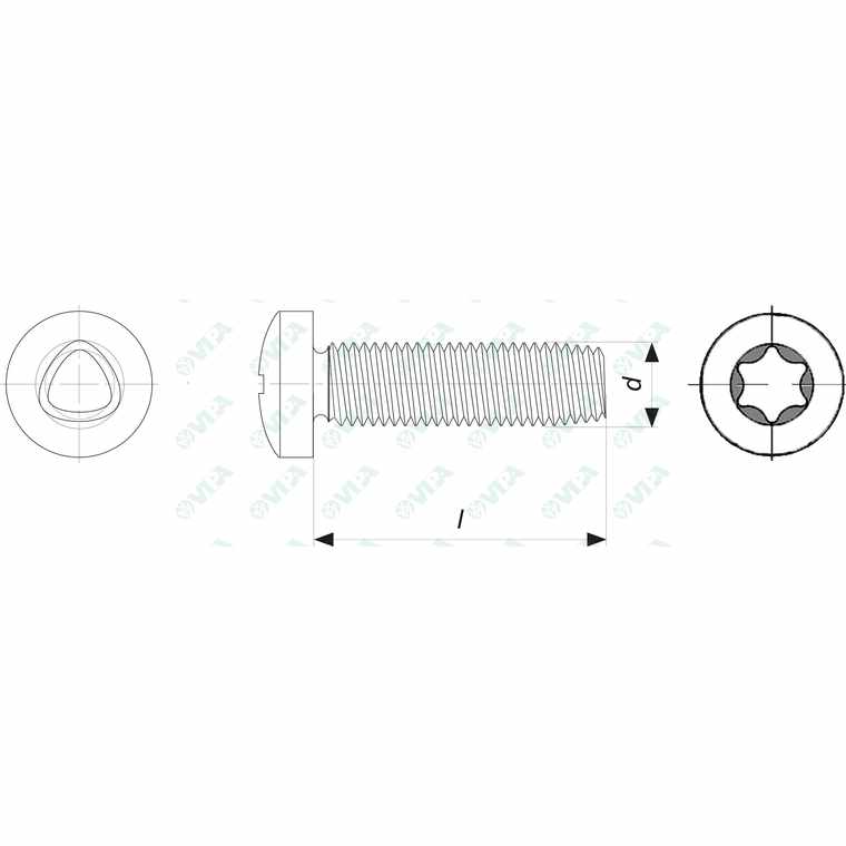 UNI 8112 sim DIN 7500 C sim cross recessed pan head trilobular screws ...