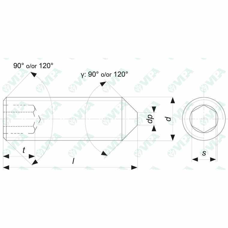 UNI 5927 ISO 4027 DIN 914 cone point hex socket set screws