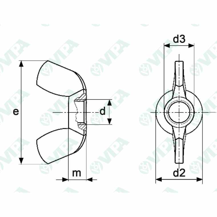 UNI 5448 DIN 315 sim wing nuts