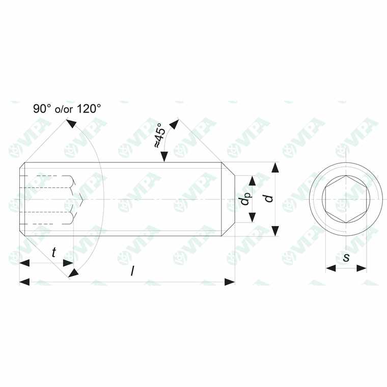 UNI 5924 ISO 4026 DIN 913 hex socket set screw with flat point fine thread